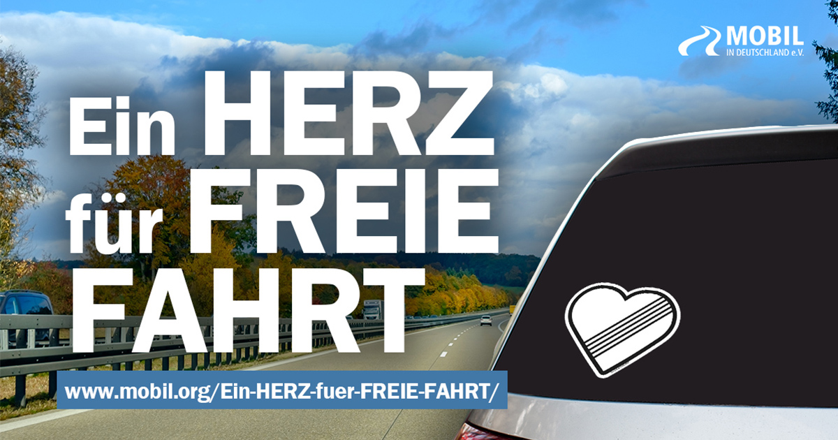 Ein HERZ für FREIE FAHRT - Aufkleber-Aktion gegen Tempolimit